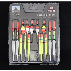 15 pcs Fishing Floats Bobbers Rod Tube Slide Slip Oval Sticks with Rubbers for Saltwater Freshwater Trout Bass Plastic Fishing Tackle Accessories