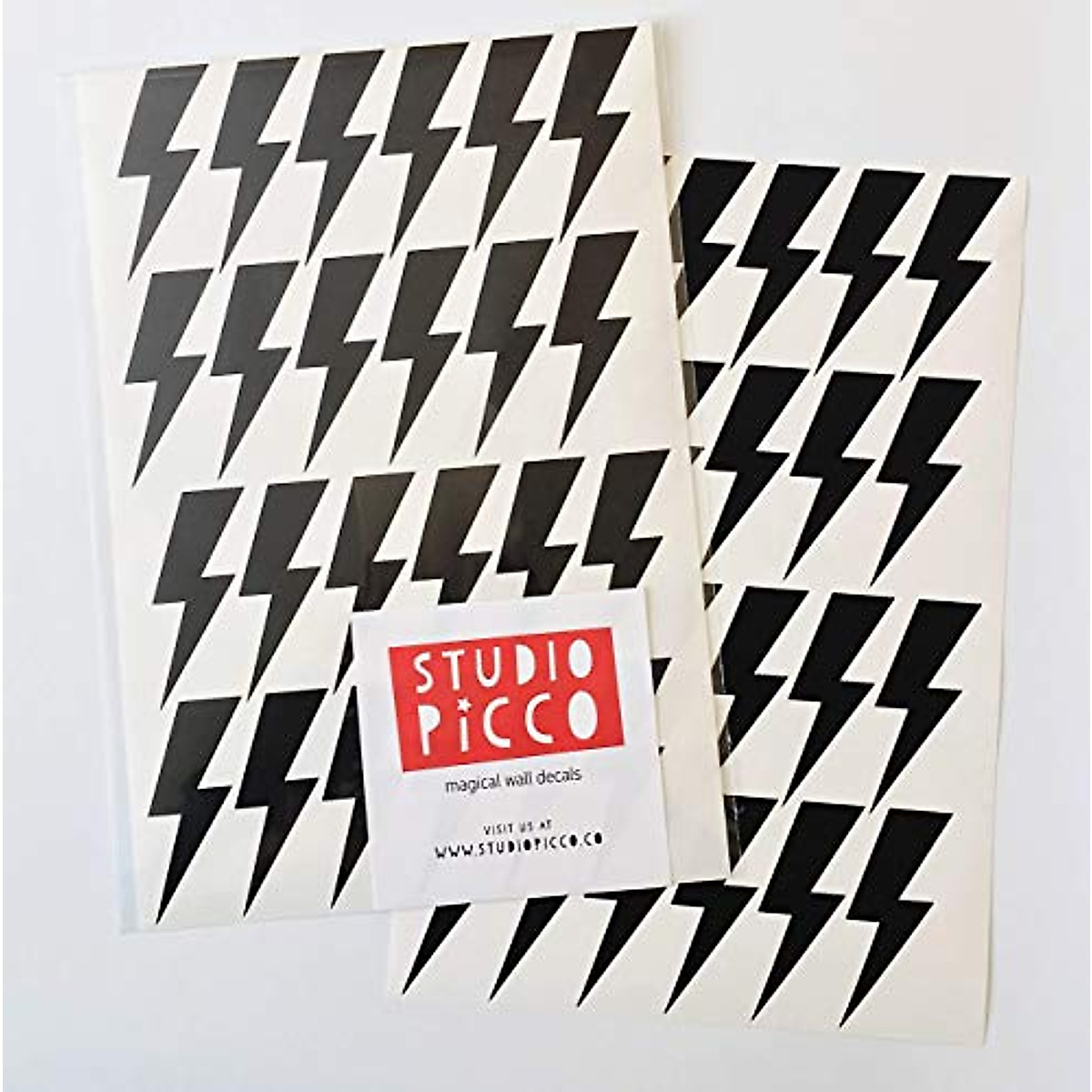 Lightning Bolt Stickers Room Wall Decals - Black Lightning Wall Stickers Set of 24 - Removable and Reusable Superhero Lightning Decals for Kids Room, Nursery, Playroom and Bedroom