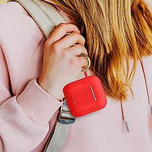 MOLOVA Protective Silicone Case Compatible with Tozo t6, Front LED Visible, Premium Accessory Shockproof tozo t6 Case Cover with Keychain. (Red)