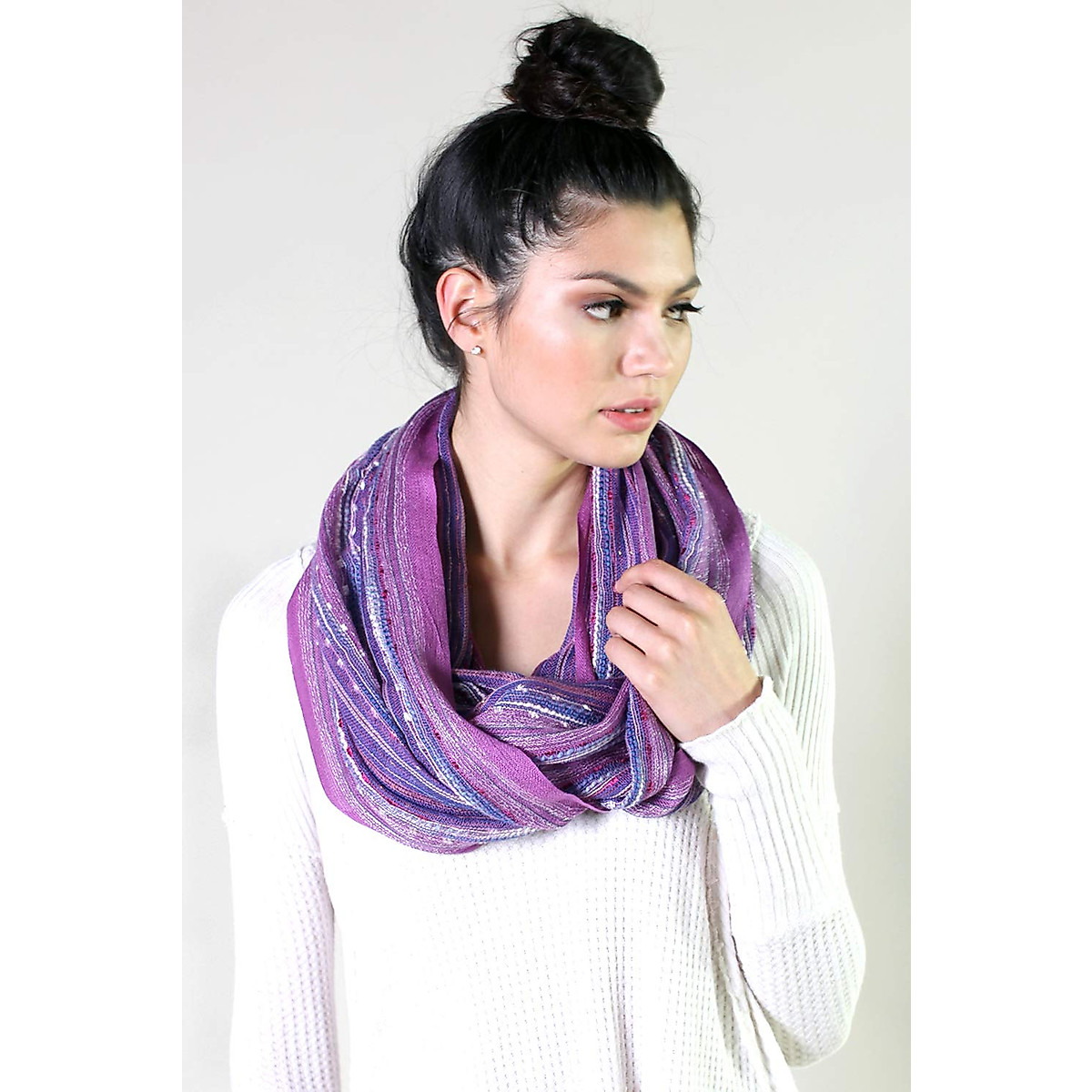 Anika Dali Women's Shimmer Sparkle Infinity Scarf- Festival Boho Bliss Fashion Scarf (French Lilac Purple)