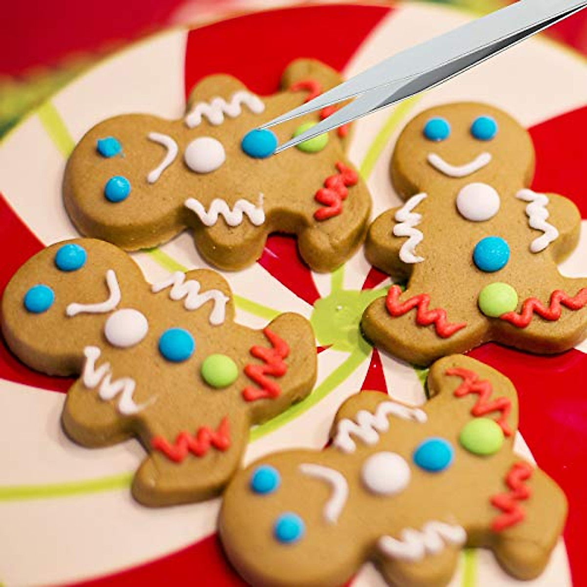 14 Pieces Cookie Tools Decorating Kit Cake Decorating Brush Scribe Tool Sugar Stir Needle Baking Tweezers for Sprinkles Elbow and Straight Tweezers Decorating Supplies for Cookie Cake Fondant