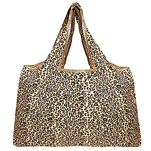 allydrew Large Foldable Tote Nylon Reusable Grocery Bags, 5 Pack, Cuddly Animals