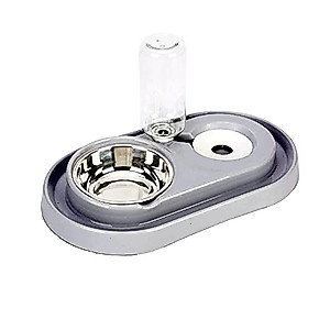 Double Dog Cat Bowls Water and Food Bowl Set，Detachable Stainless Steel Bowl Automatic Water Dispenser Bottle Pet Feeder for Small or Medium Size Dogs Cats Puppy Kitten Rabbit