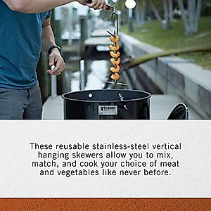 Pit Barrel Cooker Vertical Skewers | 4 Stainless Steel 10" Reusable Skewers | Barrel Smoker Hanger Kabab Skewers for Meat and Veggies | Set of 4