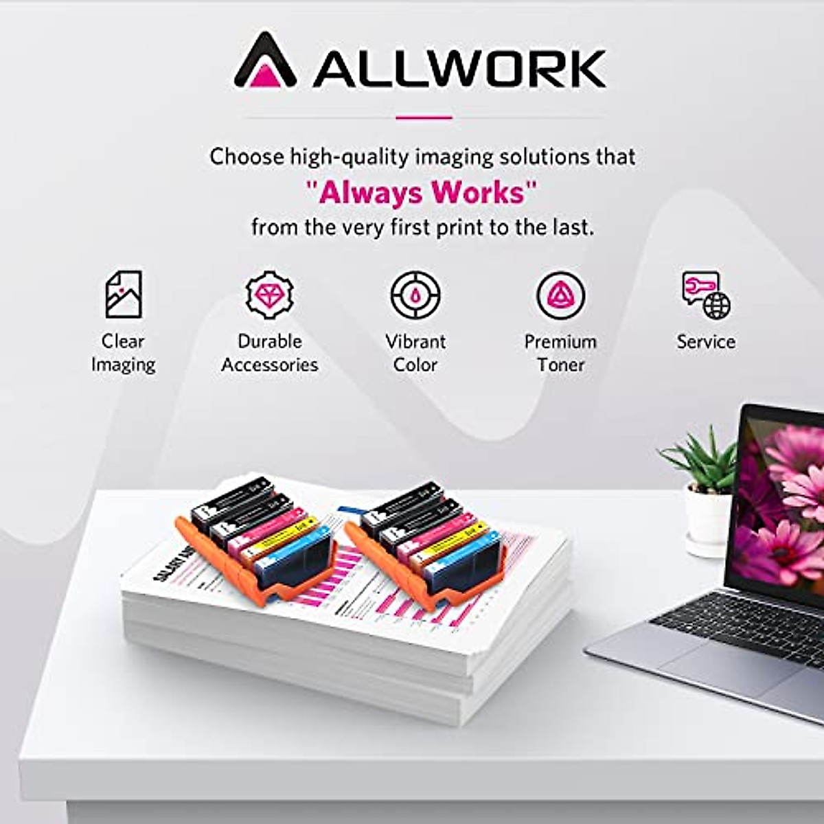 ALLWORK Compatible 564 XL Ink Cartridge Replacement for HP 564XL Combo Pack for HP Officejet 4610 4620 Deskjet 3070A 3521 Photosmart 7510 7525 6515 6510 5520 5510 4622 3520 B209a C6388 (4K/2C/2M/2Y)