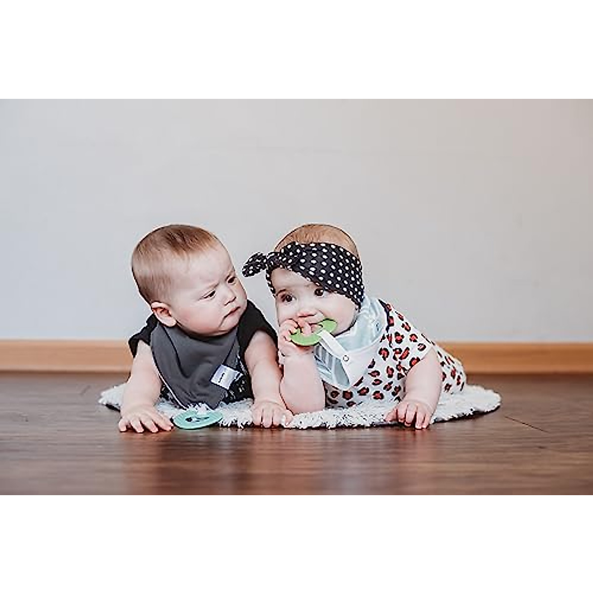 Bobaly Baby Infant Bandana Bibs with Teether (6-Pack Flower Set)