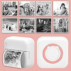 NINEFOX Portable Thermal Printer, Pocket Printer with 13 Rolls Paper Bluetooth Wireless Smart Printer Compatible with iOS + Android for Photo Office Label Study Notes Kids Gift