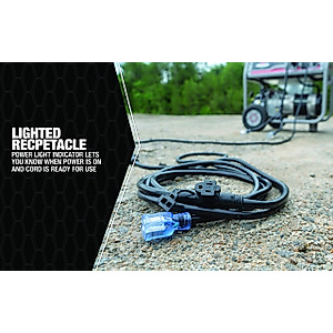 Southwire 65039101 12/3 50-Ft. Generator Power Cord, Black 6-Outlet