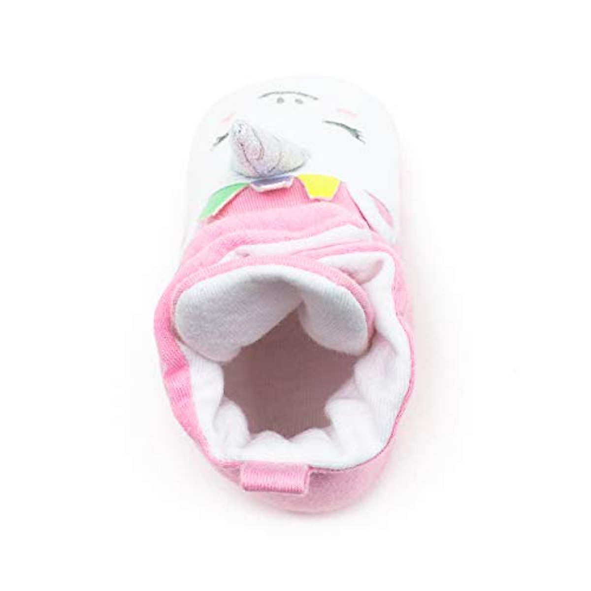 Robeez Pink Light/Pastel Unicorn Snap Baby Booties for Girls 3-6 Months Kick Proof Soft Shoes Non-Skid Ankle Booties with Rubber Grips - Great Gift for Birthdays Showers and Mother's/Father's Day