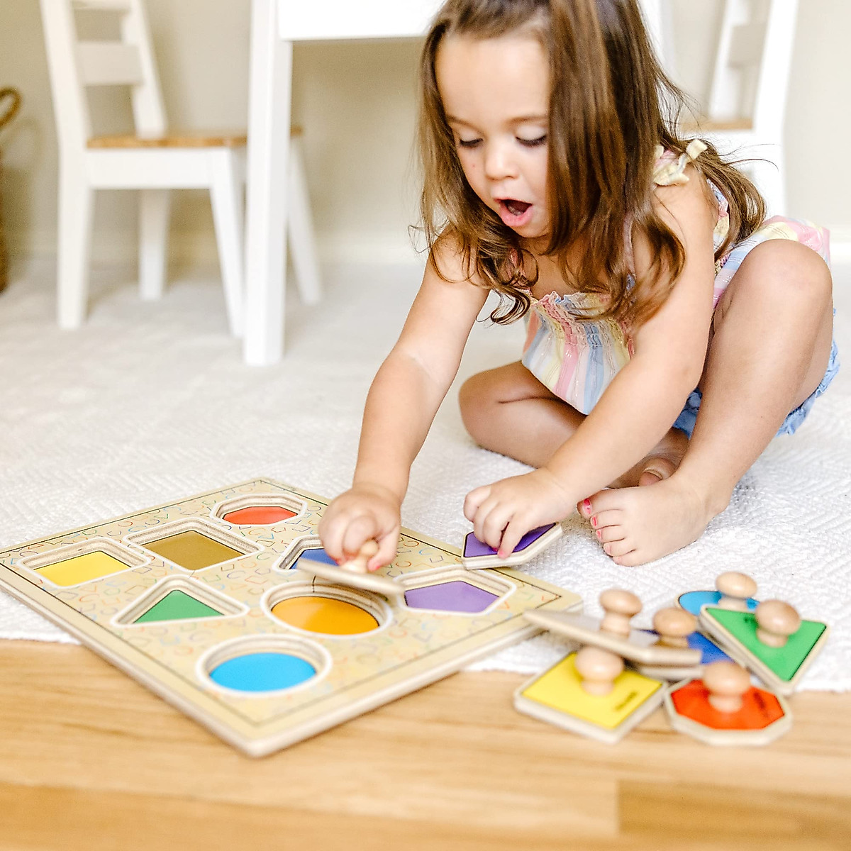 Melissa & Doug Jumbo Knob Wooden Puzzles - Shapes and Farm Animals - Chunky Baby Puzzles, Wooden Puzzles With Knobs For Toddlers Ages 1+