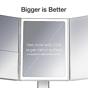 Fancii Makeup Mirror with Natural LED Lights, Lighted Trifold Vanity Mirror with 5X & 7X Magnifications - 40 Dimmable Lights, Touch Screen, Cosmetic Stand - Sora (White)