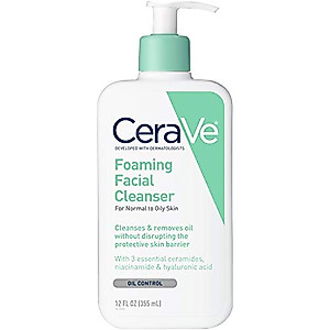 CeraVe Foaming Facial and Hydrating Cleanser, 12 Fl Oz (Pack of 2)