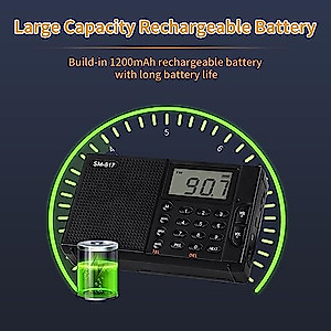 SEMIER Portable AM FM SW Bluetooth Radio with 1200mah Rechargeable Battery, Small Shortwave Radio Digital Tuning, LCD Display, Support USB and Micro SD Card, Build-in Bass Speaker and Earphone Jack