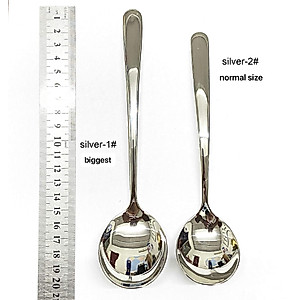 Soup Spoons 6-Pack 18/10 Stainless Steel Big, Large and Heavy Duty Round Spoons Elegance Series 7.7 Inch Long 2.2 Ounces Weight by IRONX (biggest soup spoons)