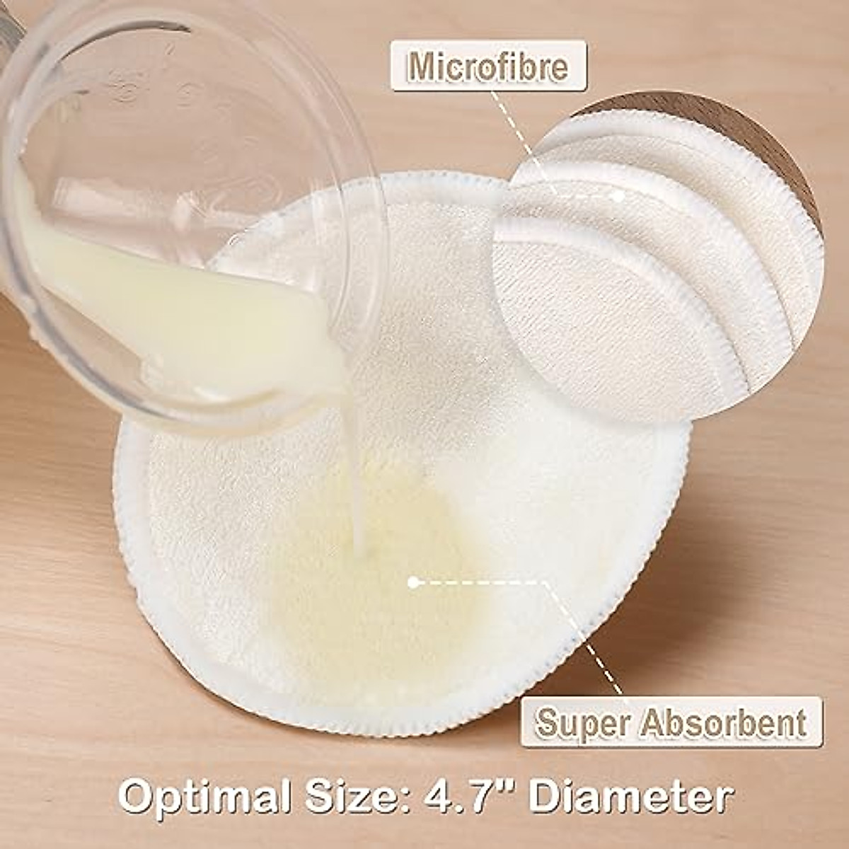 haakaa Reusable Nursing Pads Washable Breast Pads for Leaking Milk Nipple Pads Breast Feeding Essentials with Wash Bag, 8 Pack