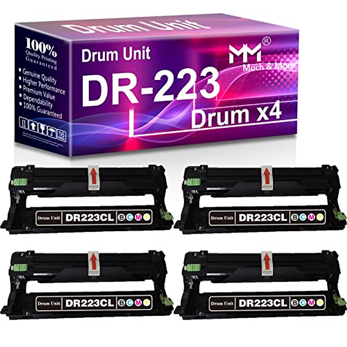 (4-Pack) Compatible DR-223CL Drum Unit DR223 DR223B DR223C DR223M DR223Y Toner Cartridge Used for Brother HL-L3210CW L3230CDW L3270CDW L3290CDW MFC-L3710CW L3750CDW L3770CDW Printer, by MuchMore
