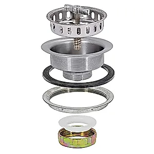 EZ-Flo Kitchen Sink Strainer with Die-Cast Slip Joint Nut, Spin and Seal, 3-1/2 Inch to 4 Inch Opening, Stainless Steel, 30009