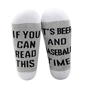 ZJXHPO Baseball Party Gift If You Can Read This It’s Beer And Baseball Time Sock Gifts for Men Baseball Lover Player Gift (Read beer baseball)