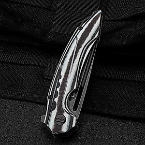 BESTECH KNIVES Pocket Folder Folding Knife: 3.54" N690 Steel Black Blade, Carbon Fiber and G10 Scales, Flipper, Liner Lock, EDC Titanium Clip, BL02D (White 02)