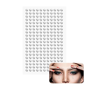 Medsuo 220pcs 4mm Rhinestone Stickers Face Gem Stickers Acrylic Glitter Self Adhesive Jewel Stickers Bling Body Gems Stick on Diamonds for Crafting, Eye, Nail, Party, Rave Festival, Make up (Silver)