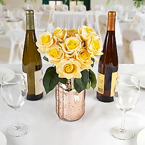 Pure Garden Rose Artificial Flowers - 18Pc Real Touch 11.5-Inch Fake Flower Set with Stems for Home Decor, Wedding, or Bridal/Baby Showers (Yellow)