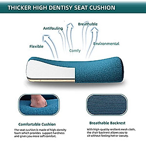 Sweetcrispy High Back Lumbar Pillow and Retractable Footrest, Height Ergonomic Padded Armrests and Adjustable Headrest Swivel Rolling Home Office, Reclining Mesh Chair, Blue