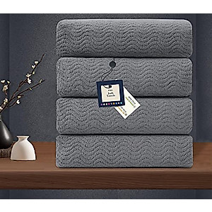 4 Piece Bath Towel Oversized Bath Sheet 35"x70" Grey Bathroom Towel Extra Large Bath Towel Set Highly Absorbent Quick Dry Premium Towel for Bathroom Spa Gym Hotel 600GSM Shower Towel for Daily Use