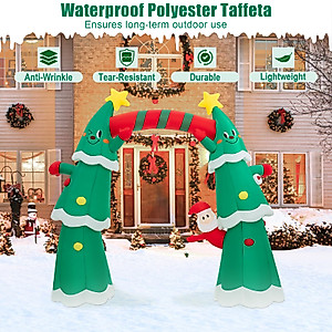 Tangkula 11 FT Lighted Christmas Inflatable Archway Decoration, Christmas Tree Arch with Santa Claus, Built-in LED Lights, Outdoor Blow-up Holiday Party Yard Lawn Xmas Decoration