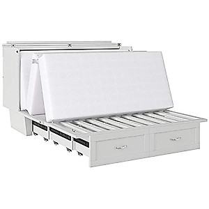 Atlin Designs Modern Wood Queen Murphy Bed Chest in White Finish