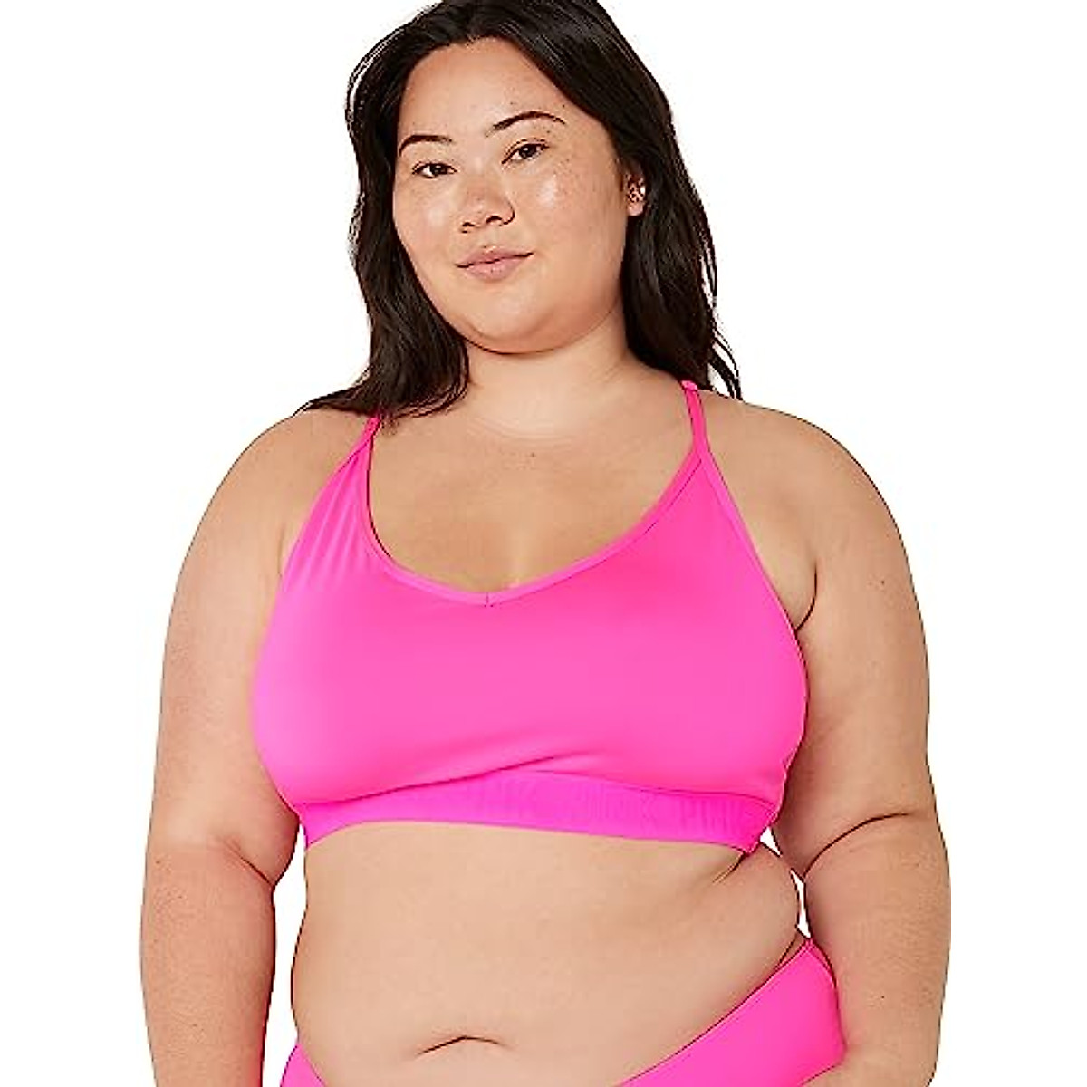 Victoria's Secret Pink Ultimate Racerback Sports Bra, Low Impact Bras for Women, Athletic, Pink (XL)