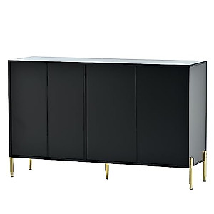 Knocbel Contemporary 53.5" Buffet Sideboard Storage Cabinet with 3 Drawers, Acrylic Doors and Adjustable Glass Shelves, Living Room Entry Hallway Foyer Table Coffee Bar Cabinet