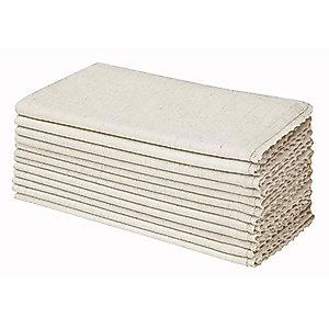 COTTON CRAFT Flax Linen Cloth Napkins with Lace - Set of 12 Lunch Dinner Napkins - Elegant Everyday Fall Harvest Thanksgiving Holiday Table Napkin - Washable Reusable Napkin - Oversized 20x20- Natural