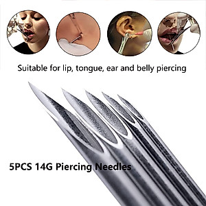 Belly Piercing Kit - Urknall Belly Button Piercing Kit Navel Piercing Kit with 14G Belly Button Jewelry 316L Steel Piercing Needles and Piercing Clamps for Navel Rings Piercing Kits Piercing Supplies