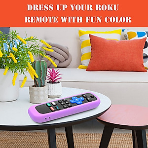 Case for Roku Remote, Cover for Hisense/TCL Roku TV Steaming Stick/Express Universal Replacement Controller Silicone Sleeve Skin with Lanyard Glow in The Dark Purple