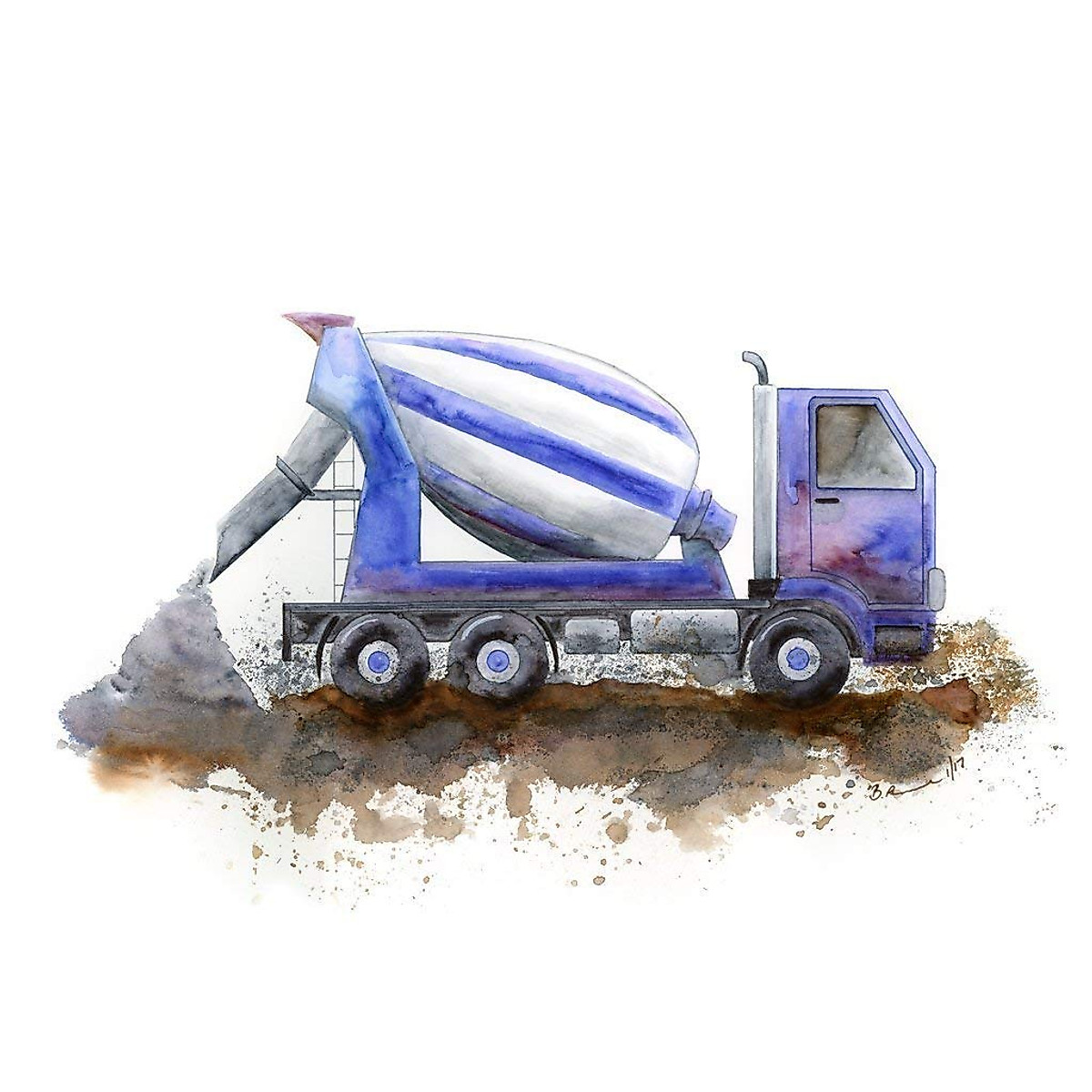 Construction Nursery Set of 6 Prints, Boy Room Decor: Crane, Cement Mixer, Bulldozer, Backhoe, Excavator, Dump Truck - Selection of Alternate Vehicles and Sizes available