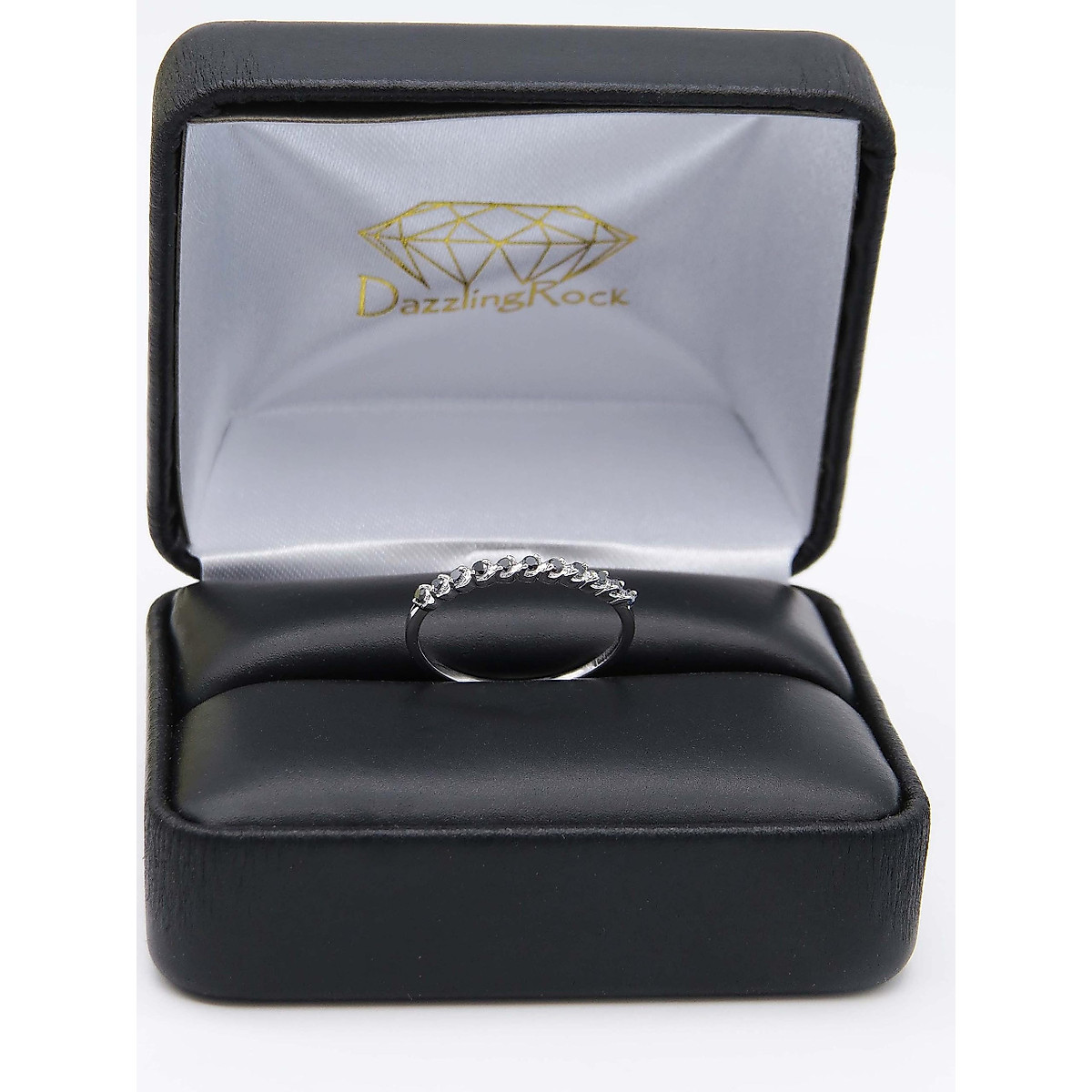 Dazzlingrock Collection 0.12 Cttw Round Black Diamond Ladies Anniversary Wedding Band in 925 Sterling Silver, Size 7