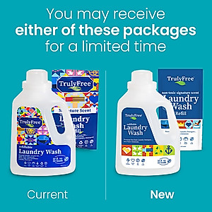 Truly Free Laundry Detergent for Sensitive Skin | Gentle & Safe for Baby Clothes | Plant-Based | Easy to Dissolve to Create a Liquid| Include 1 Refillable Bottle| Signature Scent (50 Loads)