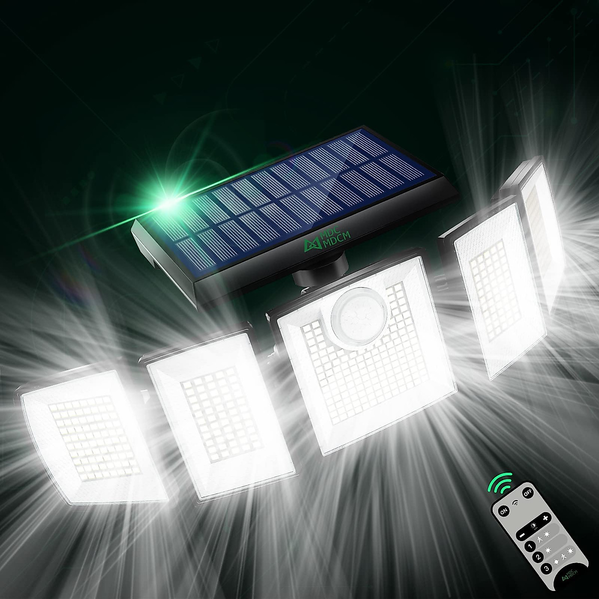 MDCMDCM 2023 Newest Solar Outdoor Lights Motion Sensor Waterproof - 416 LEDs 3000 Lumens Super Bright Solar Flood Security Light for Porch Yard Patio Garage