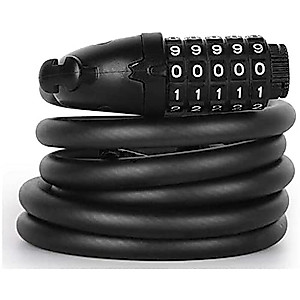 VIGAT Bicycle Lock 5-Digit Code Anti-Theft Combination Bicycle Steel Cable Lock for Motorcycles, Bicycles, Fences, Doors (Size:125cm)