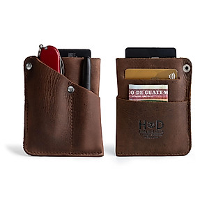 Hide & Drink, Front Pocket Wallet Handmade from Full Grain Leather - Multitool Pouch, Card Holder, Money Organizer, Travel Accessories - Bourbon Brown