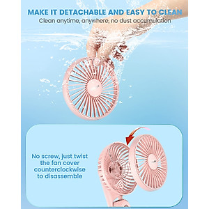 EasyAcc Portable Hand Held Fan, Ultra Quiet 5 Speed Personal Fan, LED Dispay USB C Rechargeable Handheld Fan, 180° Foldable Small Desk Fan, Electric Cooling Fan&PowerBank for Office Home Travel