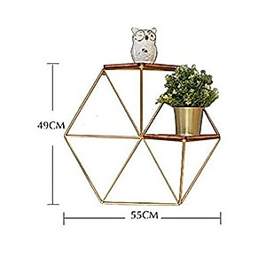 QUUL Golden Wall Shelf，Wall Mounted 2 Tier Metal Display Organizer Rack Holder Floating Shelves for Bedroom Living Room Kitchen Office