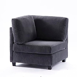 Eafurn Convertible Modular Sectional Sofa Set, Free Combinational Corner Couch, Corduroy Upholstered Deep Seat Comfy Sofa&Couches with Solid Wood Legs for Living Room Apartment, Gray 126.38"