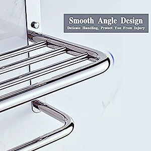 Aiptosy Hotel Towel Rack, 3-Tier Bathroom Shelf with Towel bar - Wall Mounted, 23 Inch, Bright-Polished, SUS304 Stainless Steel