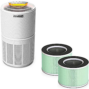 RENPHO Air Purifier for Home with 2 Pack Replacement Filter for Moist Conditions, True HEPA Air Filter Cleaner Intercepts Dust, Smoke, Smell, For room up to 240ft² (22m²), Quiet 26dB, RP-AP088-F2, 2 P