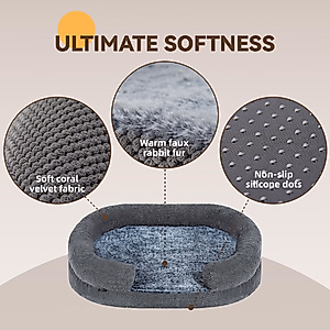 Miorun Dog Bed for Medium Dogs, Orthopedic Washable Oval Dog Couch Bed with Sides Soft Calming Sleeping Puppy Bed Durable Pet Cuddler with Anti-Slip Bottom, M