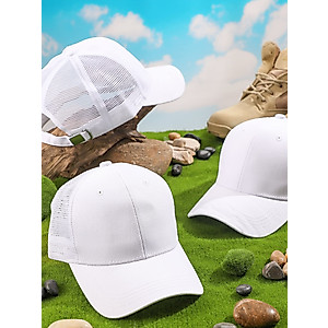 24 Pieces Mesh Trucker Hats Sport Baseball Caps Adjustable Trucker Golf Dad Hat Bulk for Unisex Men Women Teen Sports Workout (White)