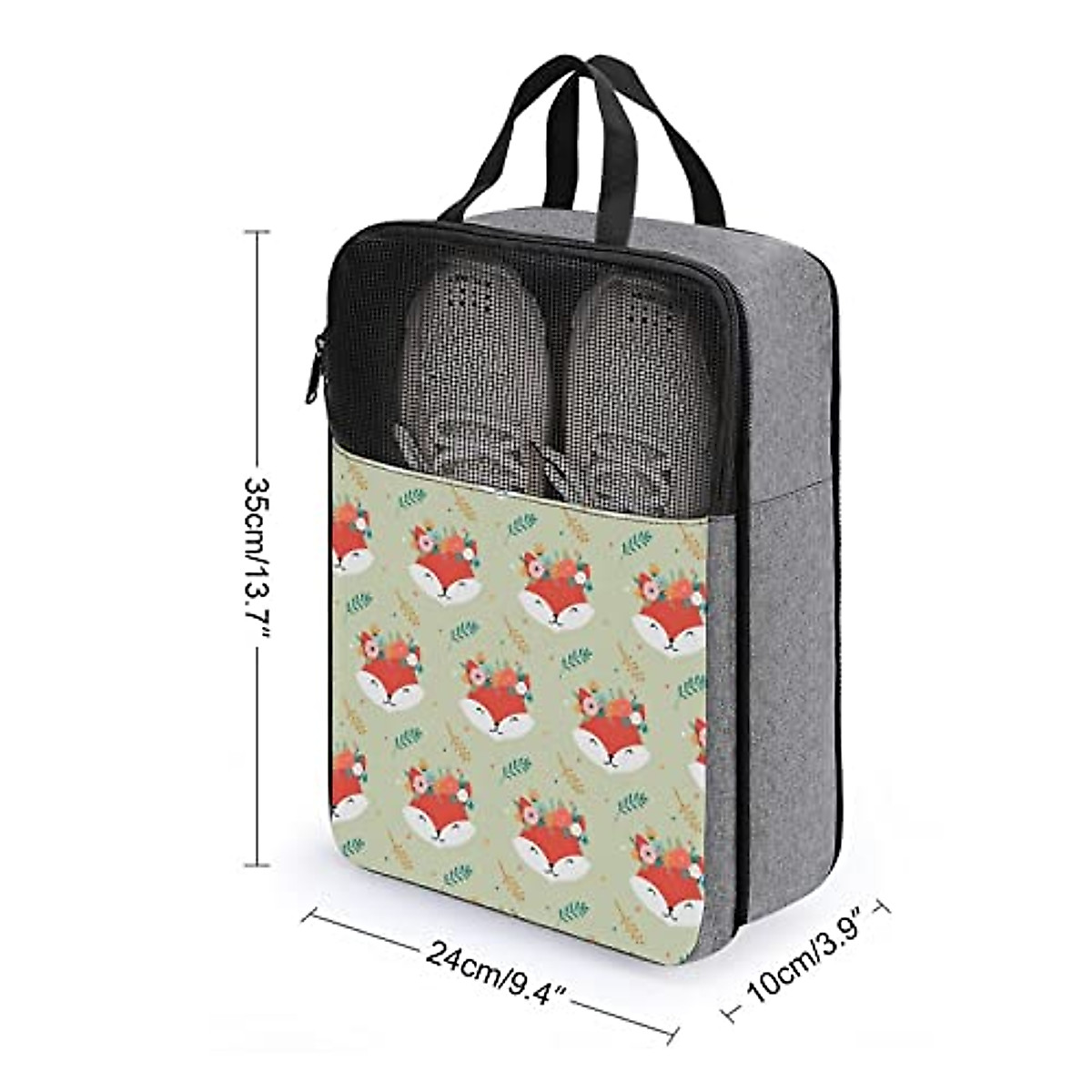 Frcavbin Foxes Heads With Flower Crown Travel Shoe Bag Shoes Carrier with Handle and Zipper Foldable Shoe Puches Organizer for Home storage School starts