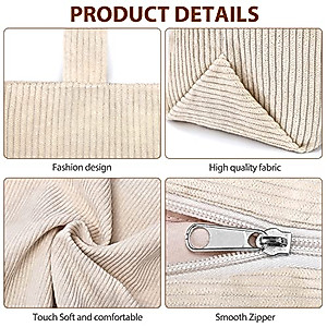 EIMMBD Corduroy Tote Bag for Women - Crossbody Bag Casual Tote Handbag Shoulder Boho Bag Large Tote Bag with Pockets for School Office Shopping Travel Work (Beige)