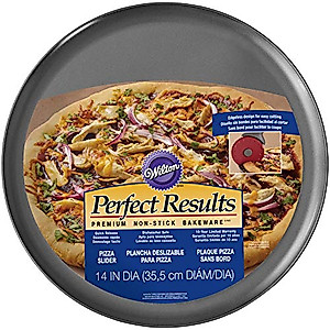 Wilton Perfect Results Premium Non-Stick Pizza Pan, Non-Stick Bakeware, Steel, 14-Inch.
